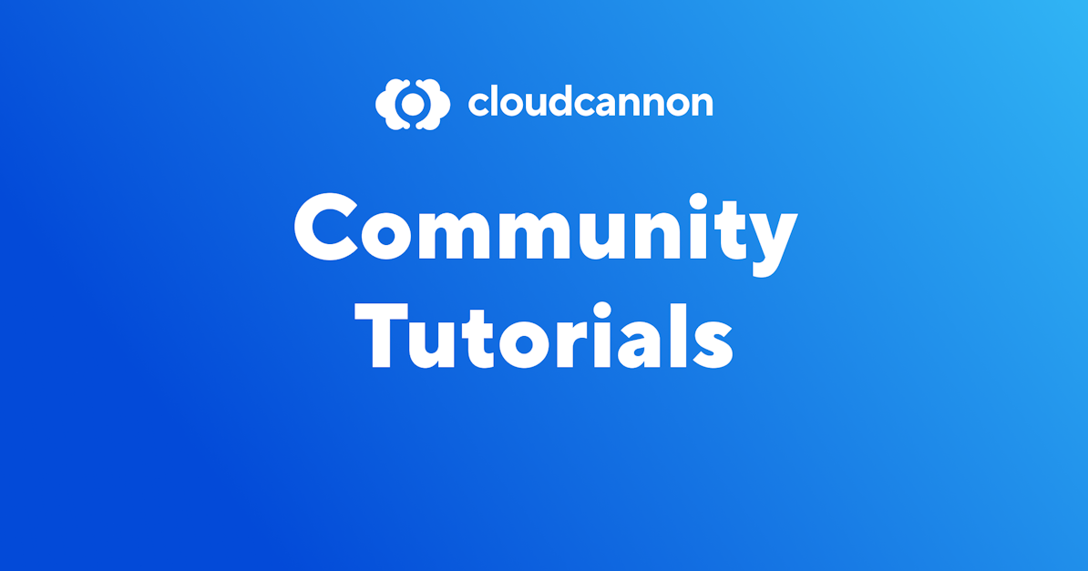 Tutorials | CloudCannon
