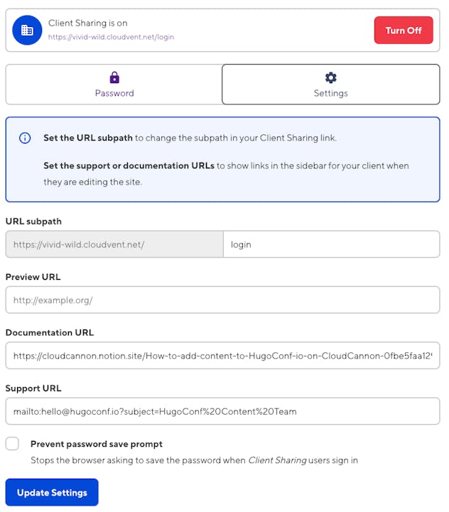 How to customize CloudCannon’s Client Sharing interface | CloudCannon