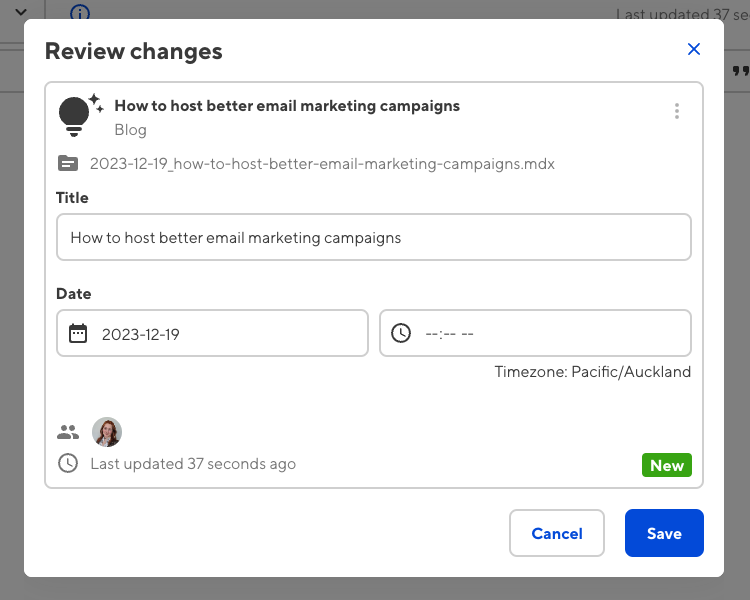 Save your changes | CloudCannon Documentation